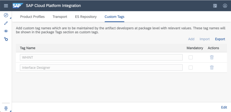 Custom Tags for WHINT Interface Catalog for SAP Cloud Integration ...